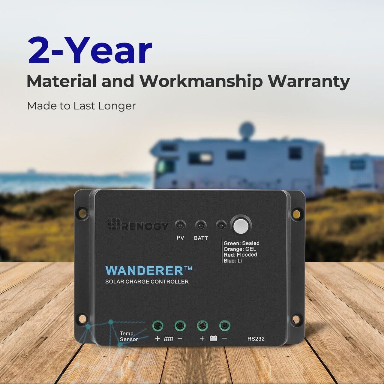 Renogy Wanderer Li 30A 12V PWM Negative Ground Solar Charge Controller ...